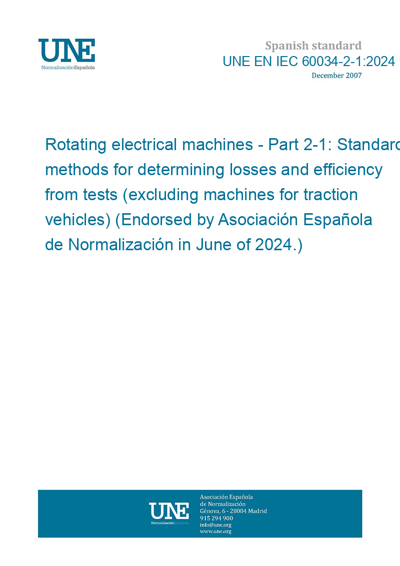 UNE EN IEC 60034-2-1:2024 Rotating electrical machines - Part 2-1 ...