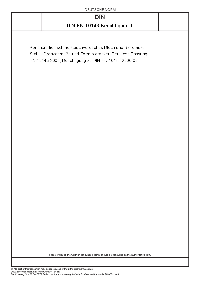DIN EN 10143 Berichtigung 1