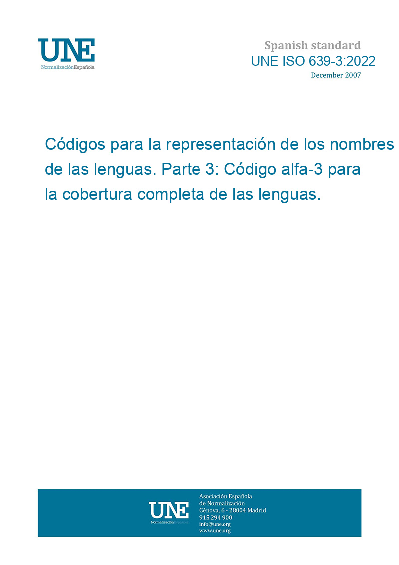UNE ISO 639-3:2022 Codes for the representation of names of languages ...