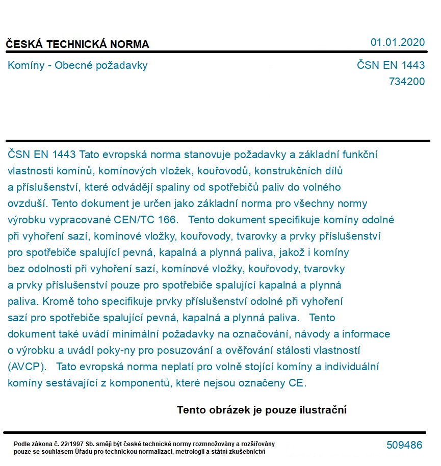 ČSN EN 1443 - Komíny - Obecné požadavky